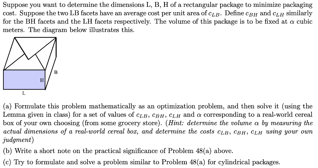 Solved Suppose you want to determine the dimensions L, B, H | Chegg.com