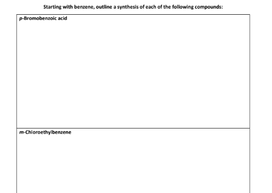 Solved Starting with benzene, outline a synthesis of each of | Chegg.com