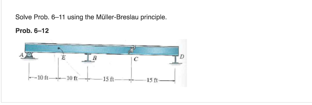 Solved Solve Prob. 6-11 using the Müller-Breslau principle | Chegg.com Solved Solve Prob. 6-11 using the Müller-Breslau principle | Chegg.com
