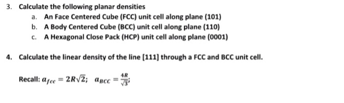 Solved Calculate the following planar densities a. An Face | Chegg.com