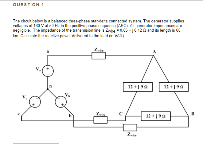 Solved QUESTION 1 The circuit below is a balanced | Chegg.com