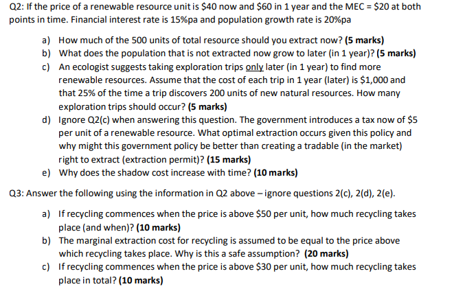 If the price of a renewable resource unit is $40 now | Chegg.com