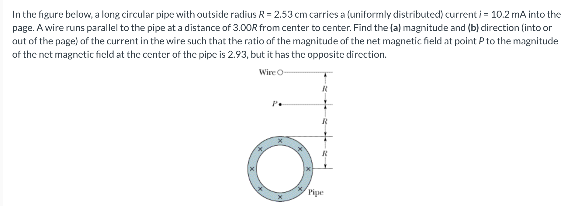 Solved In the figure below, a long circular pipe with | Chegg.com