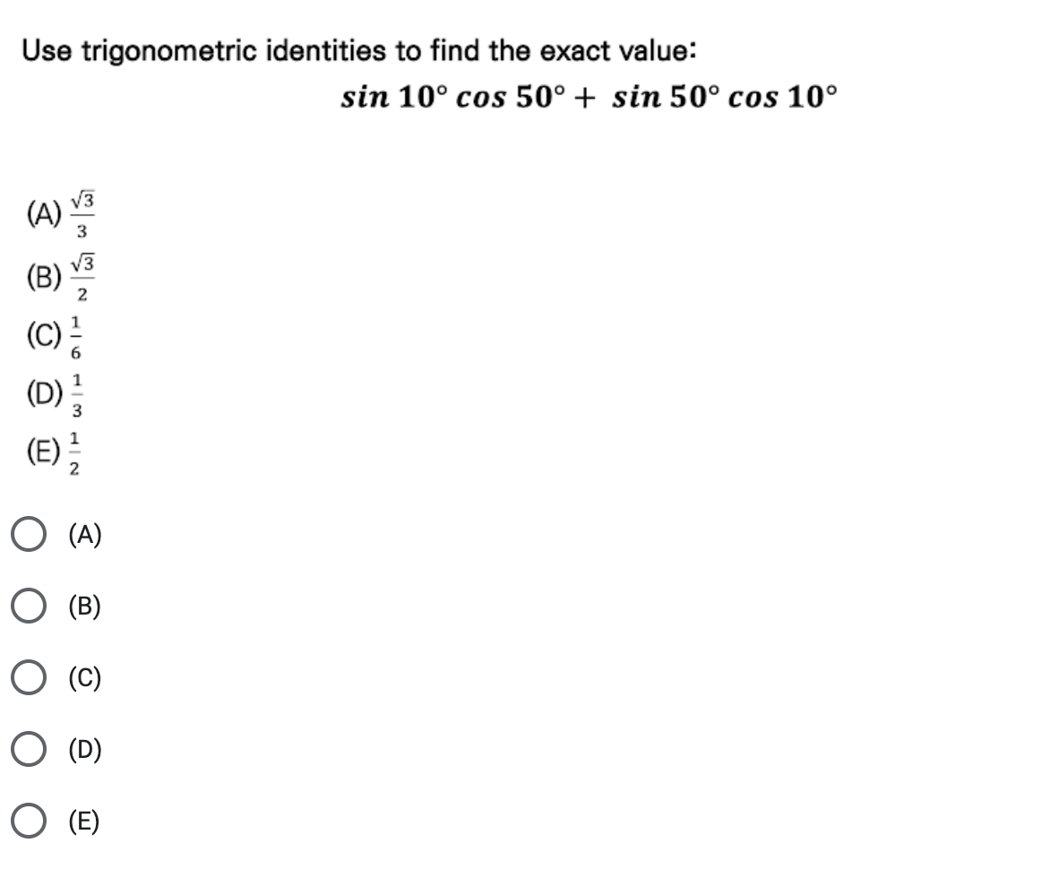Solved Use trigonometric identities to find the exact value: | Chegg.com