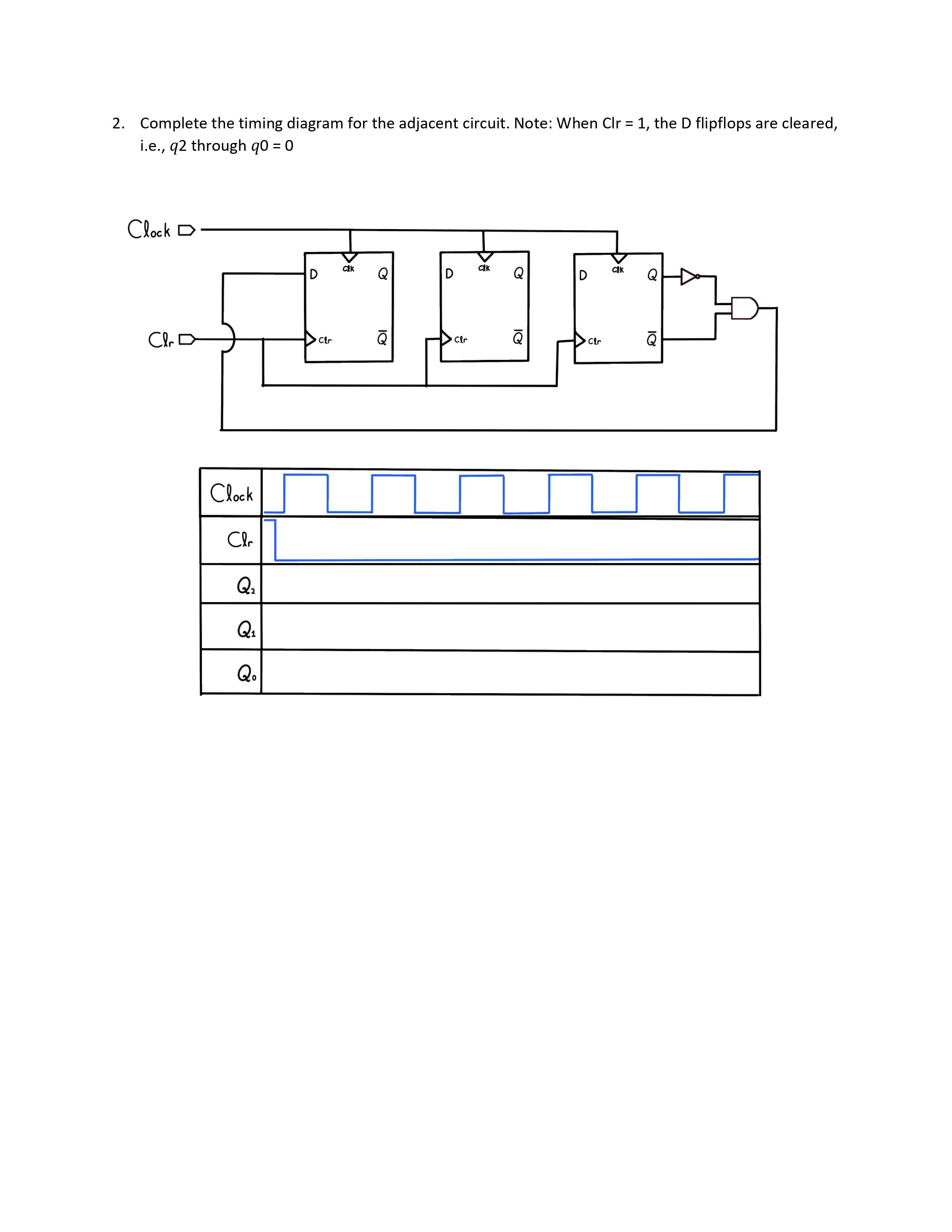 Solved Complete the timing diagram for the adjacent circuit. | Chegg.com