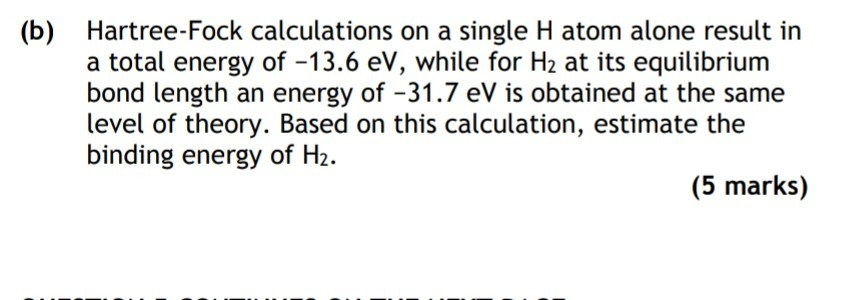 Solved (b) Hartree-Fock calculations on a single H atom | Chegg.com