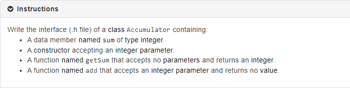 Solved Instructions Write the interface (.h file) of a class | Chegg.com