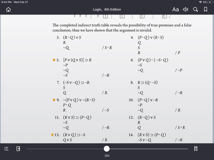 Solved 8:54 PM Wed Feb 27 Logic, 4th Edition The completed | Chegg.com