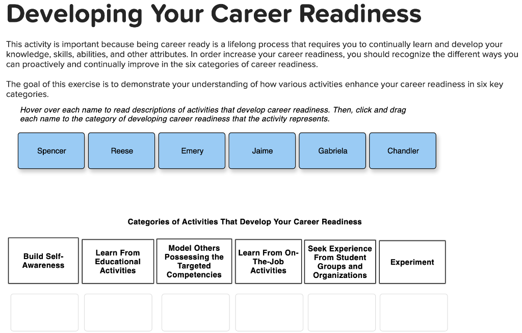 Solved Developing Your Career Readiness This activity is | Chegg.com