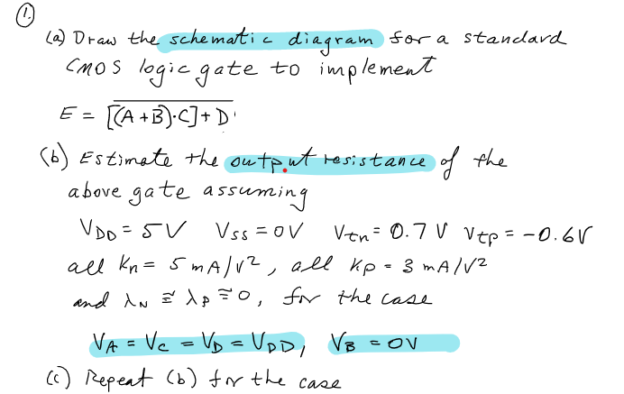 Estimate the "on"resistance of a CMOS transmission | Chegg.com