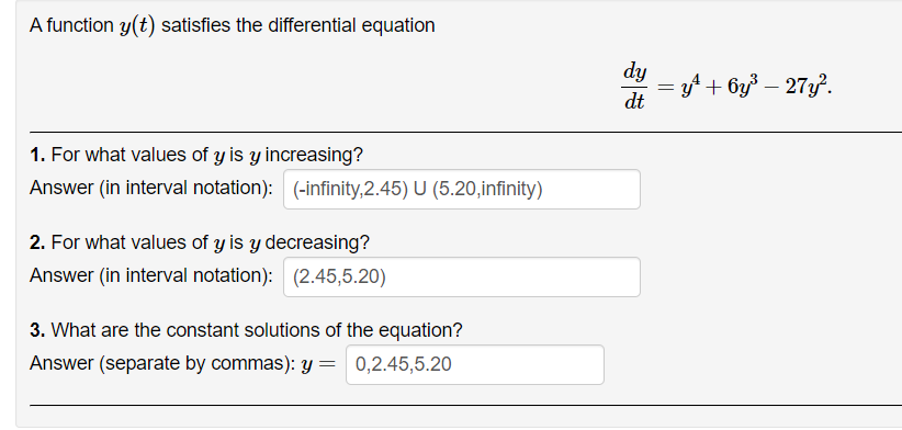 Solved A function y(t) satisfies the differential equation | Chegg.com
