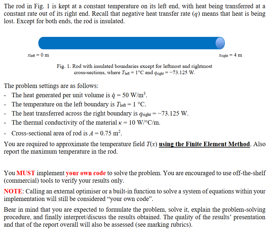 Solved PLEASE I KNOW THE MAXIMUM TEMPERATURE IN THE ROD I | Chegg.com