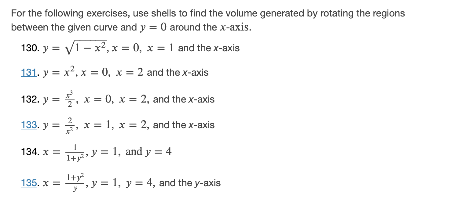 Solved #135 ﻿Please For the following exercises, use shells | Chegg.com
