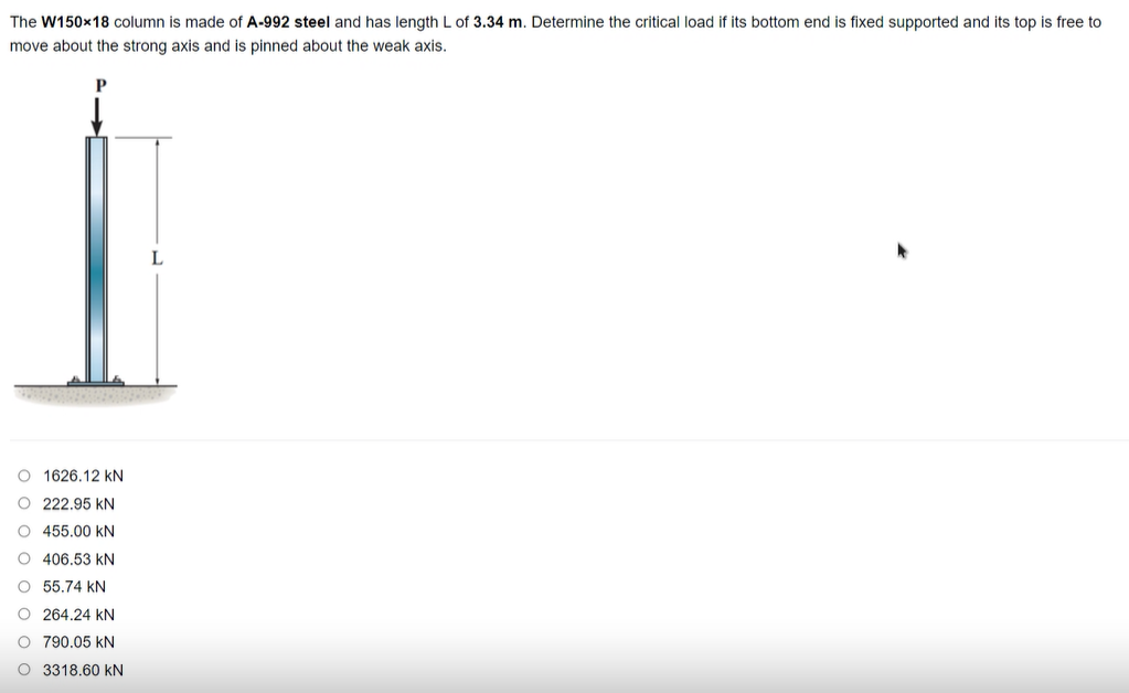 Solved The W150x18 column is made of A-992 steel and has | Chegg.com