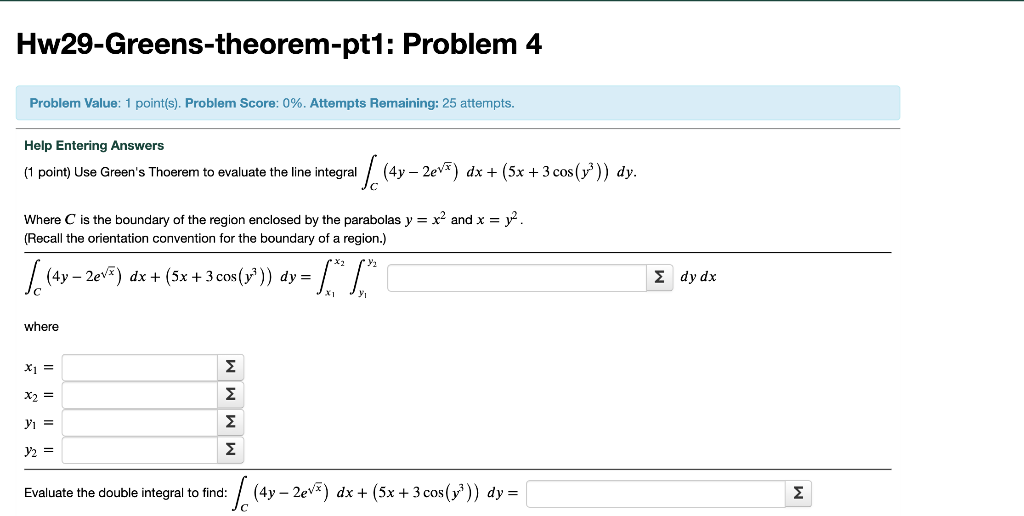 Solved Hw29-Greens-theorem-pt1: Problem 4 Problem Value: 1 | Chegg.com