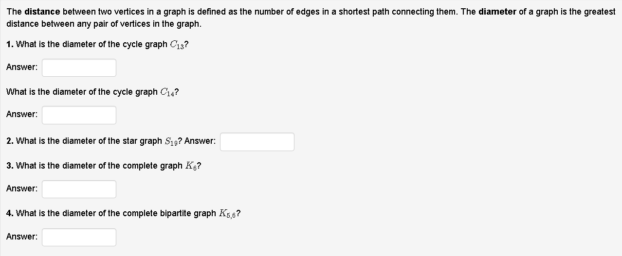 Solved The Distance Between Two Vertices In A Graph Is 
