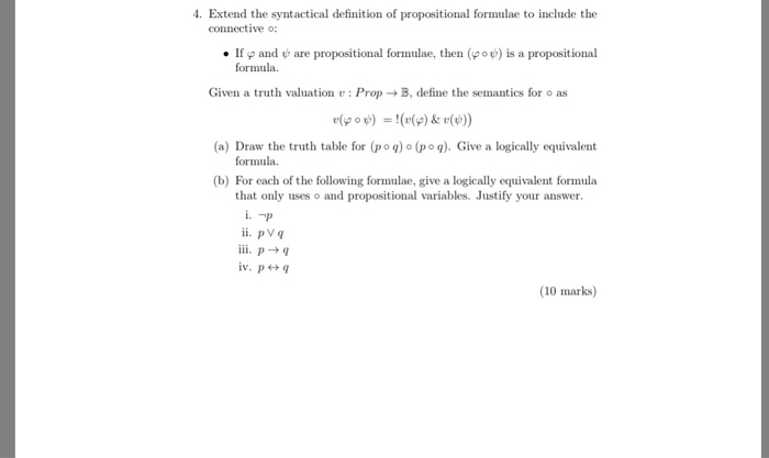Solved 4. Extend the syntactical definition of propositional | Chegg.com