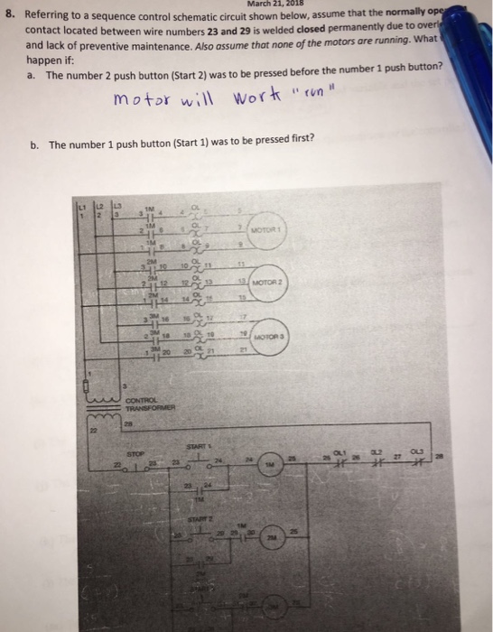 Solved The number 1 push button (Start 1) was to be pressed | Chegg.com