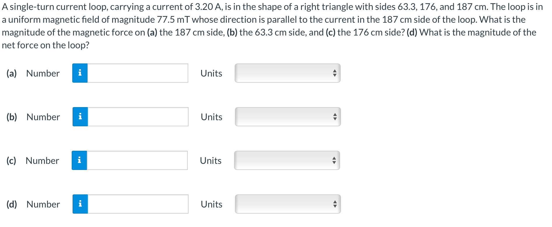 Solved A single-turn current loop, carrying a current of | Chegg.com