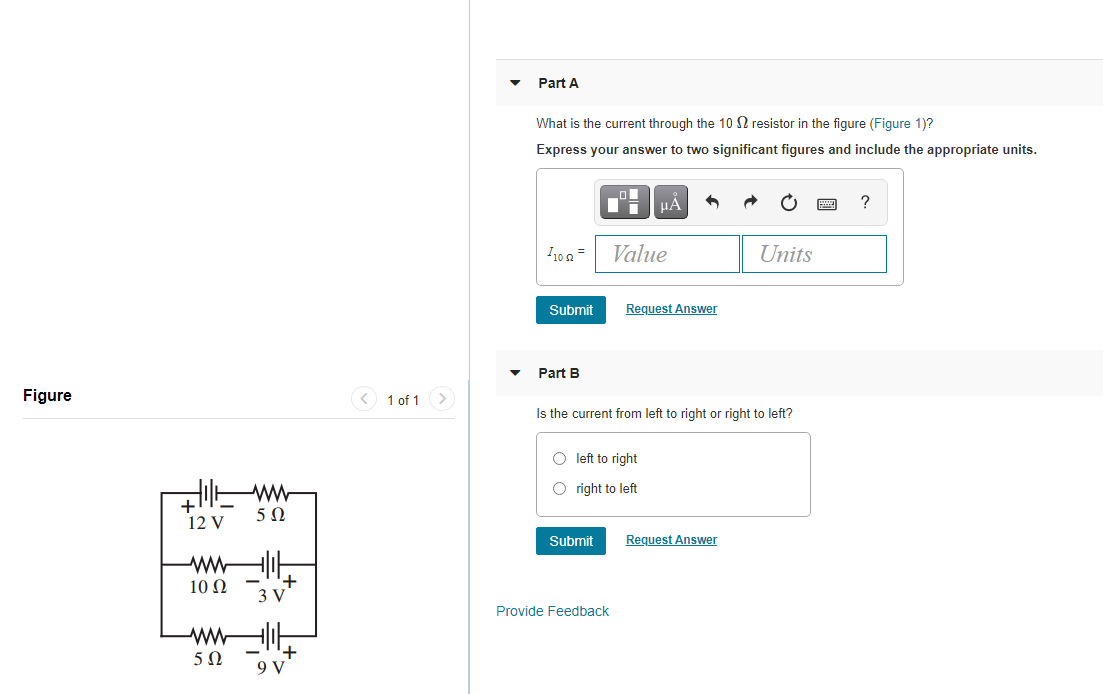 Solved Part A What is the current through the 10 12 resistor | Chegg.com