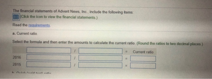 Solved The financial statements of Advent News, Inc., | Chegg.com