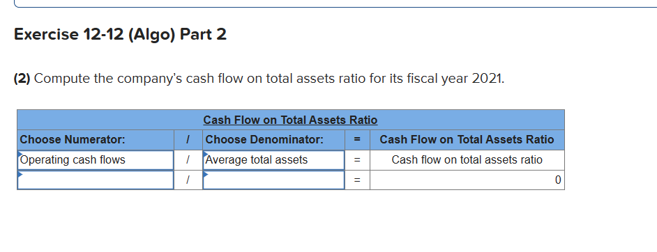 Solved Exercise 12-12 (Algo) Indirect: Preparing statement | Chegg.com