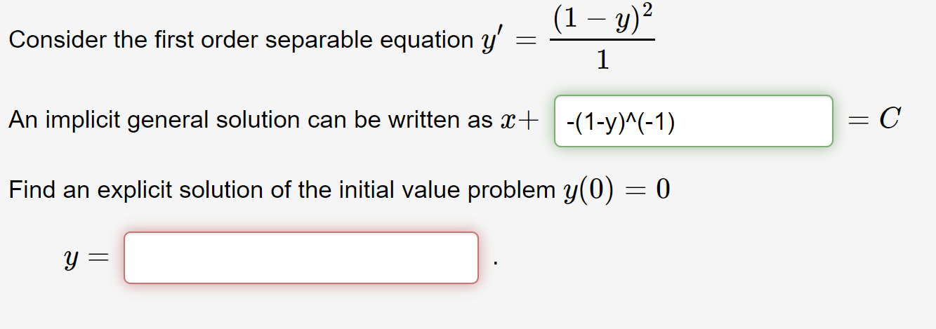 Solved Consider The First Order Separable Equation