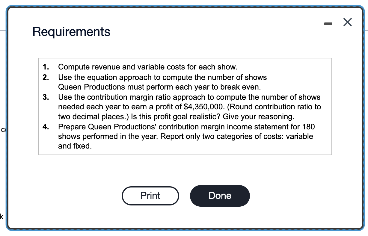 Solved Read the Requirement 1. Compute revenue and varlatyle | Chegg.com