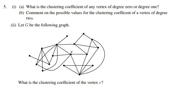 Solved 5. (i) (a) What is the clustering coefficient of any | Chegg.com