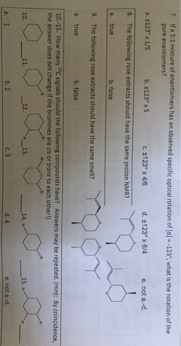Solved if a S:1 mixture of enantiomers has an observed | Chegg.com