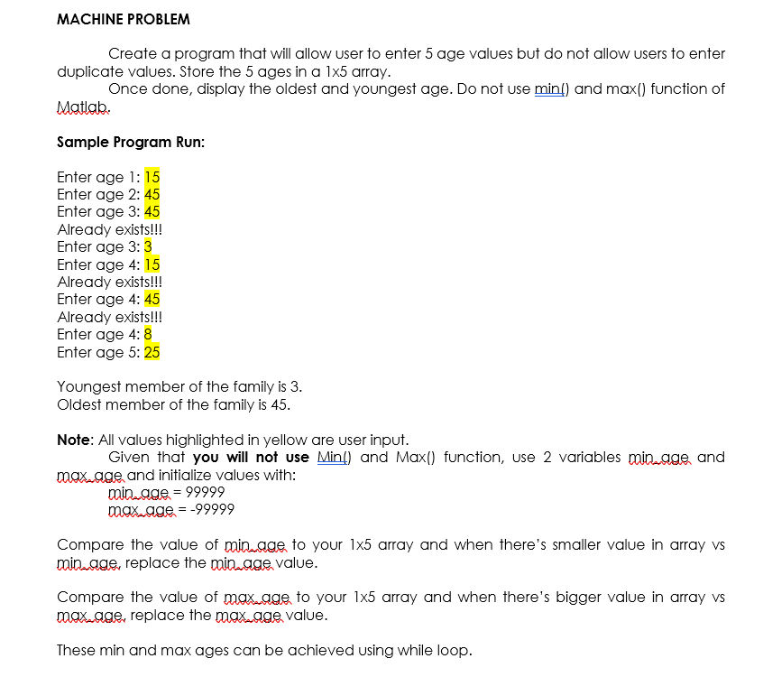 Solved MACHINE PROBLEM Create a program that will allow user | Chegg.com