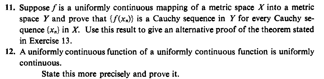 Solved 11. Suppose f is a uniformly continuous mapping of a | Chegg.com