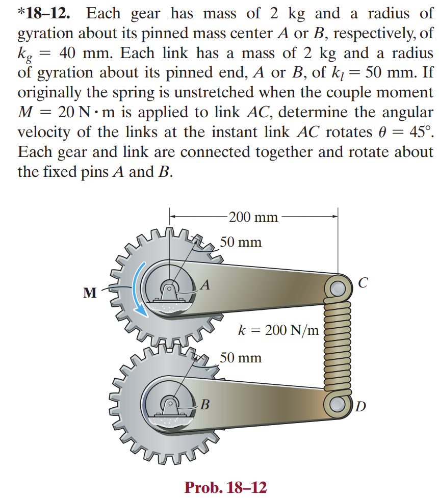 Solved *18-12. Each gear has mass of 2 kg and a radius of | Chegg.com