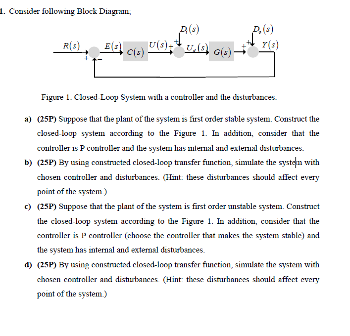 Solved 1. Consider following Block Diagram; Figure 1. | Chegg.com