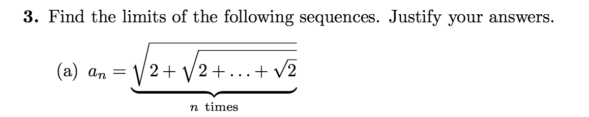 Solved 3. Find the limits of the following sequences. | Chegg.com