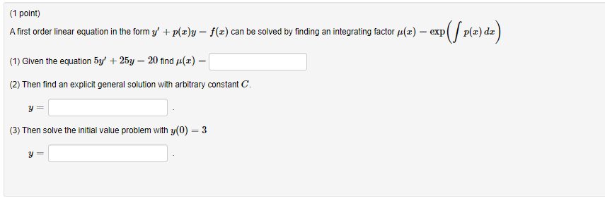 Solved A First Order Linear Equation In The Form