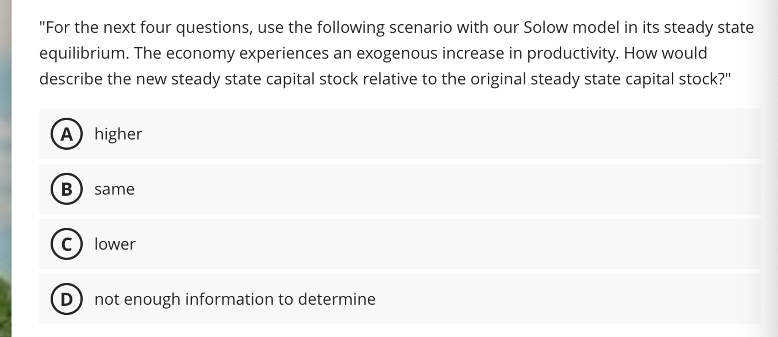 Solved "For the next four questions, use the following | Chegg.com