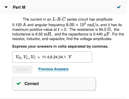 Solved 7 leu с 9 h с b- P 2 Part M The current in an L-R-C | Chegg.com