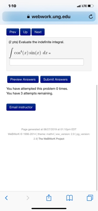 Solved 1:10 lLTE webwork.ung.edu Prev Up Next (2 pts) | Chegg.com