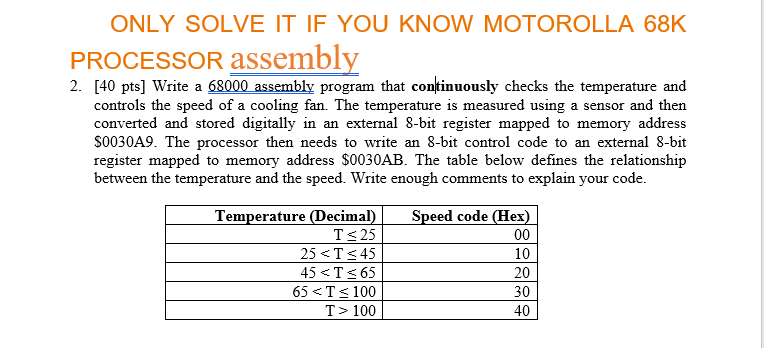 Solved ONLY SOLVE IT IF YOU KNOW MOTOROLLA 68K PROCESSOR | Chegg.com