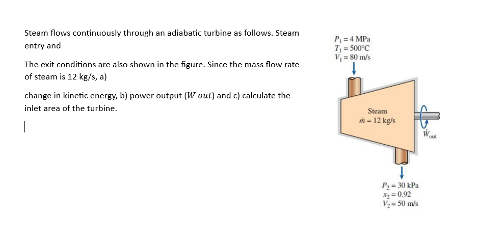 Solved Steam flows continuously through an adiabatic turbine | Chegg.com