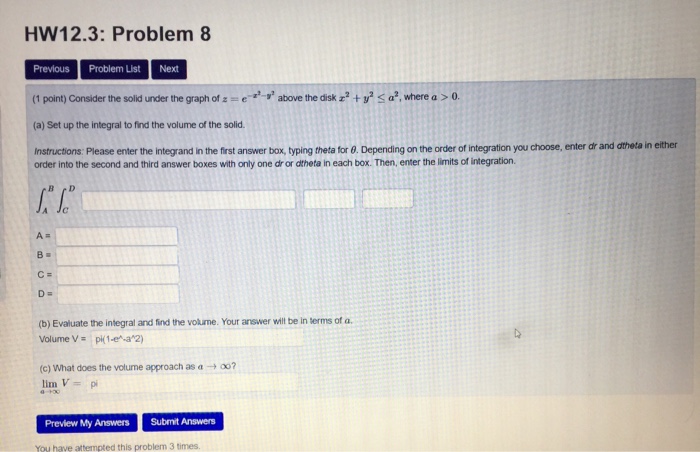 Solved HW12.3: Problem 8 Previous Problem List Next I point) | Chegg.com
