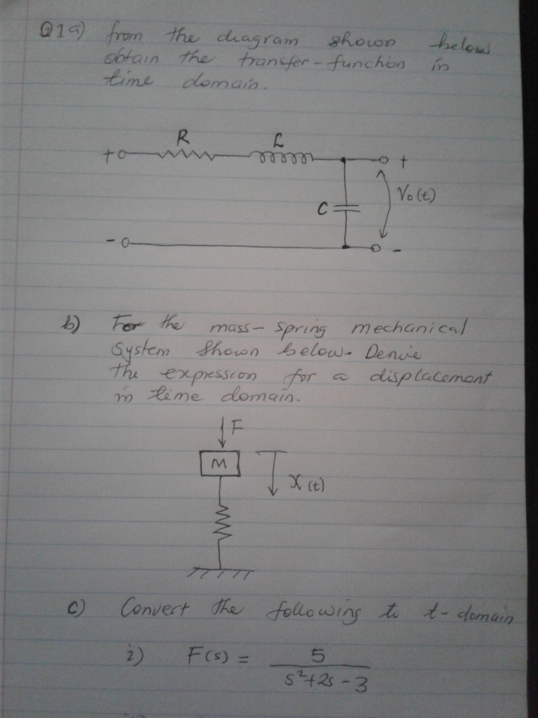 Solved Q1a) from obtain time below the diagram the transfer | Chegg.com