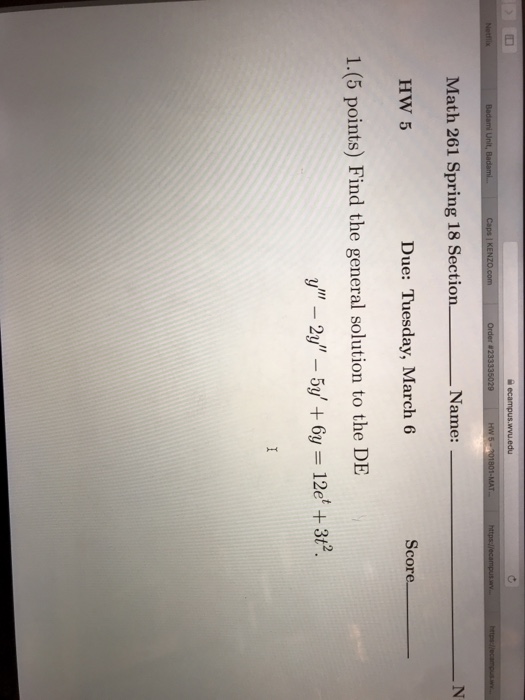 Solved in ecampus.wvu.edu #2333 Math 261 Spring 18 Section. | Chegg.com