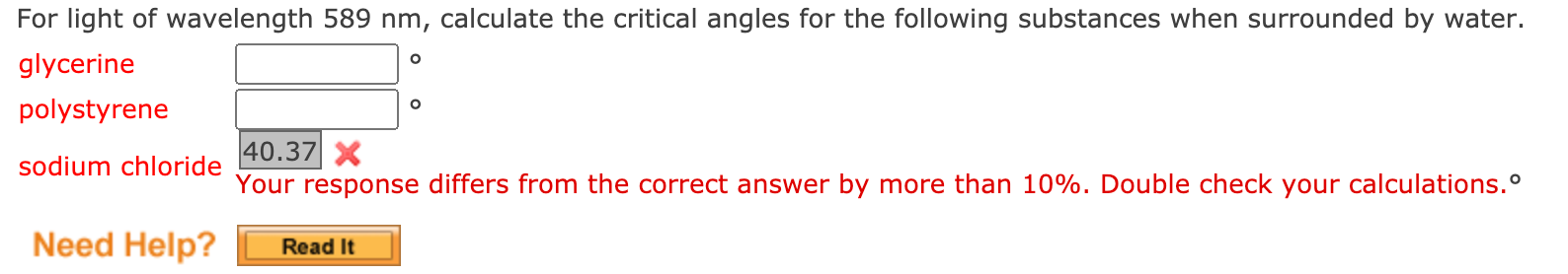 Solved o For light of wavelength 589 nm, calculate the | Chegg.com