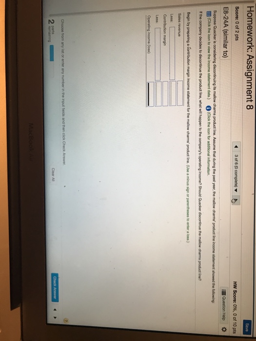 Homework Assignment 8 Score 0 Of 2 Pts E8 24a