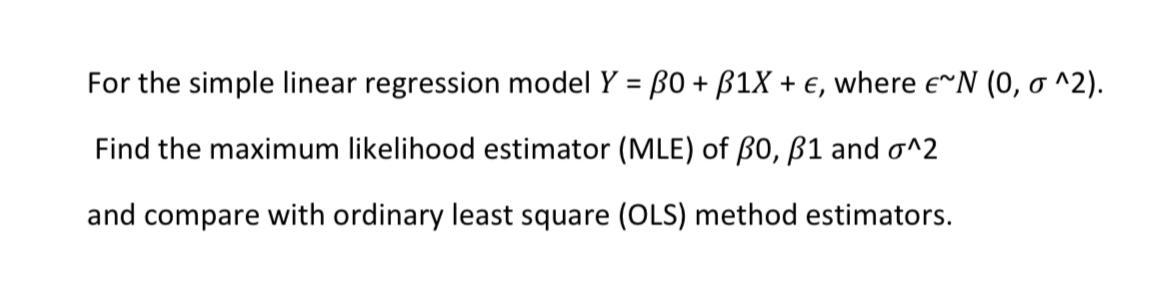 Solved For the simple linear regression model Y=β0+β1X+ϵ, | Chegg.com