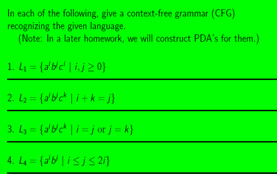 Solved In each of the following, give a context-free grammar | Chegg.com