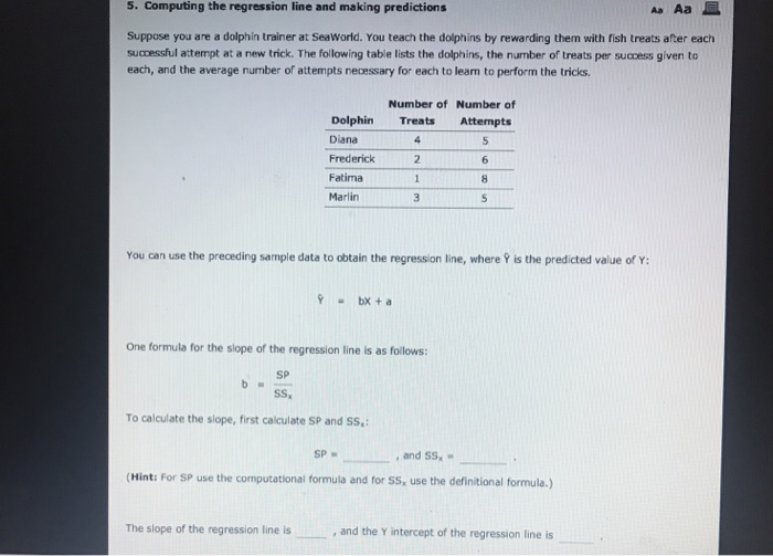 Solved 5. Computing the regression line and making | Chegg.com