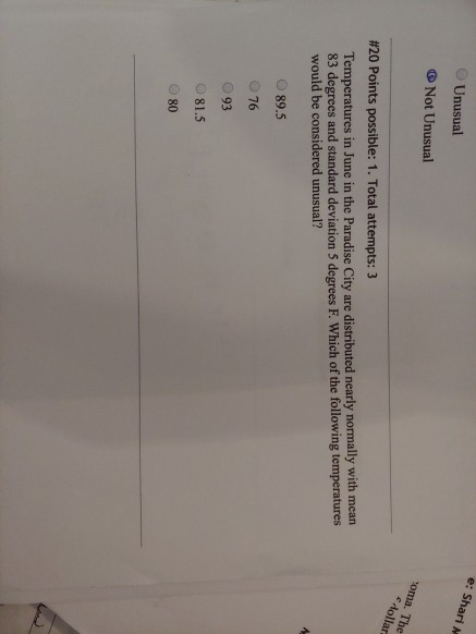 Solved e: Shari M Unusual oma. The O Not Unusual Aollar | Chegg.com
